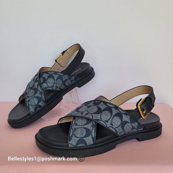 Coach | Shoes | Coach Fraser Sandal In Signature Jacquard Chambray ...